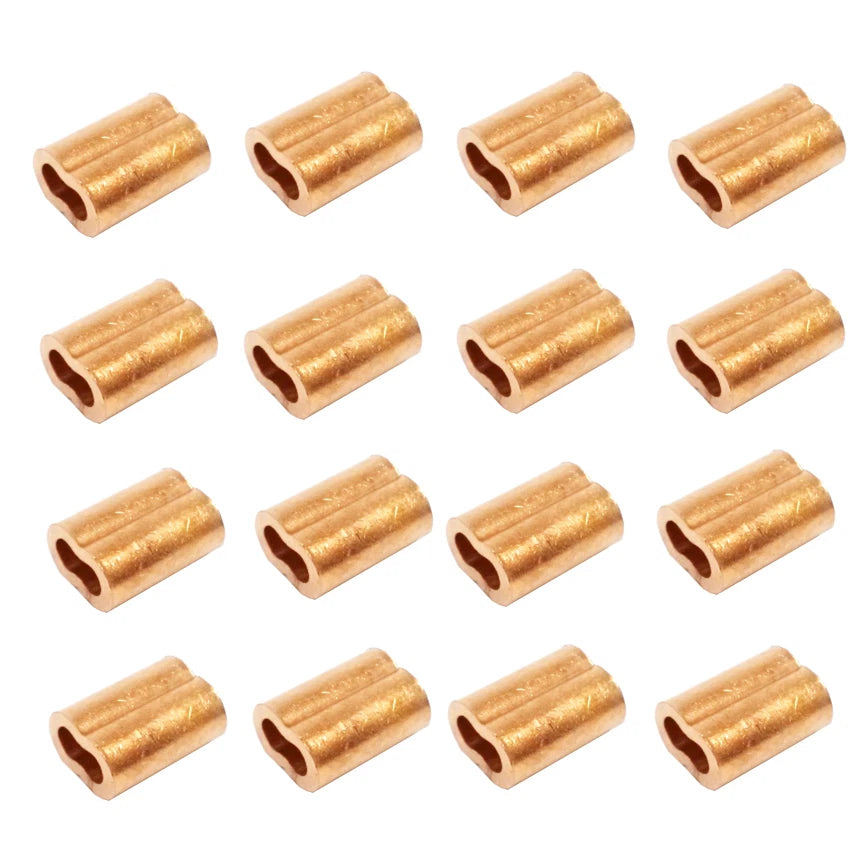 100ea Copper Swage Sleeves for Wire Rope 1/16"