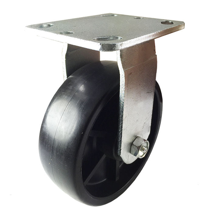 6" x 2" Heavy Duty Plastic Caster - 2 Rigids & 2 Swivels with Brake